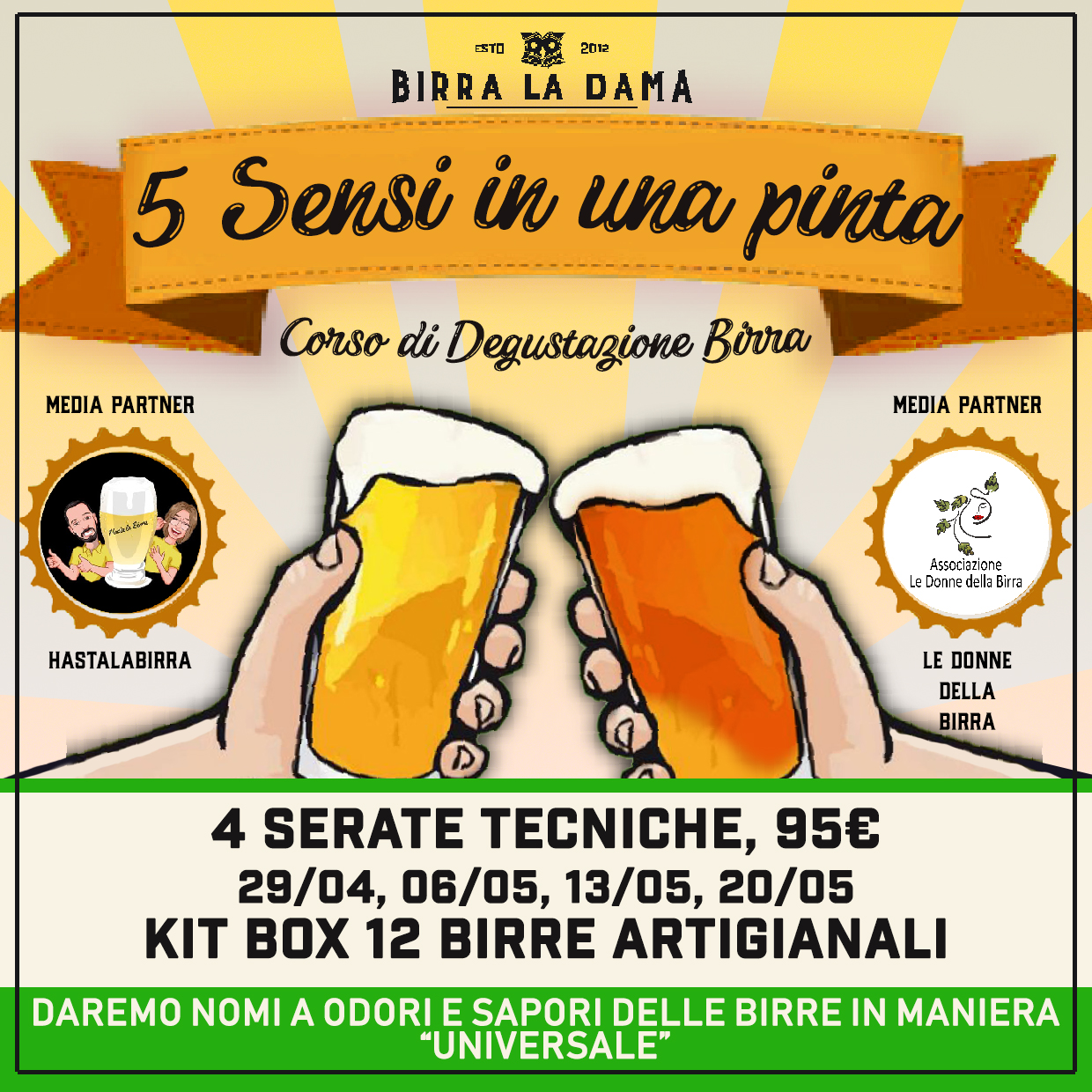 Corso di degustazione Birra "5 Sensi in una pinta" - Birra La Dama